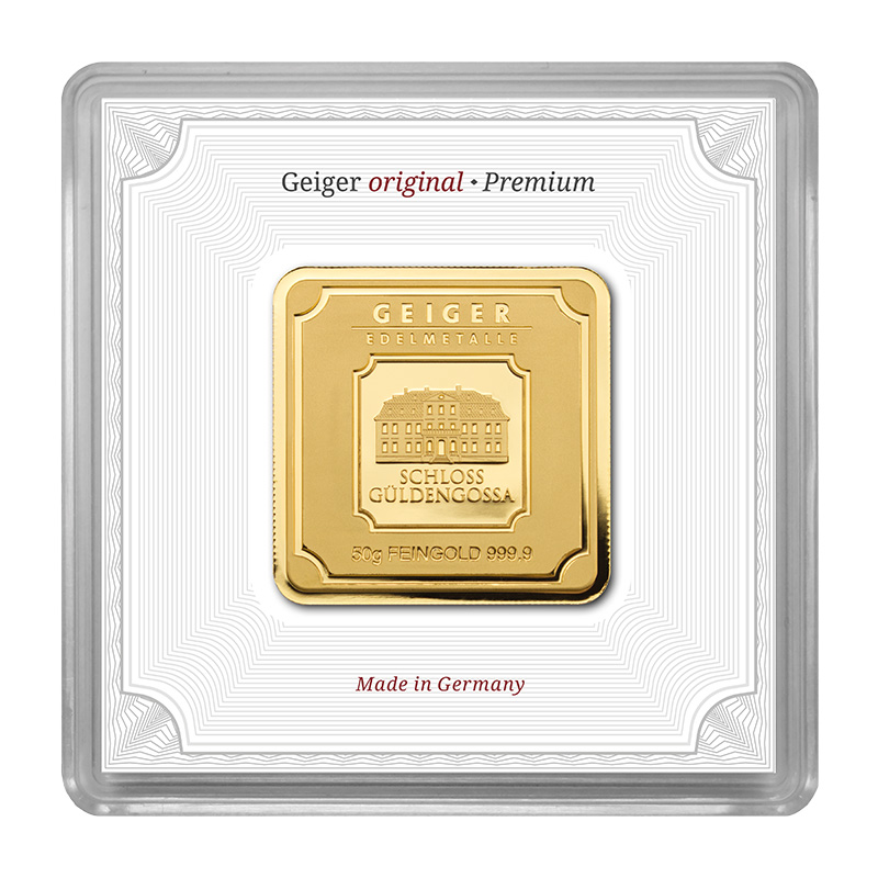 Gold Bar Geiger original - 50 g 999.9 in capsule - BullionToGo